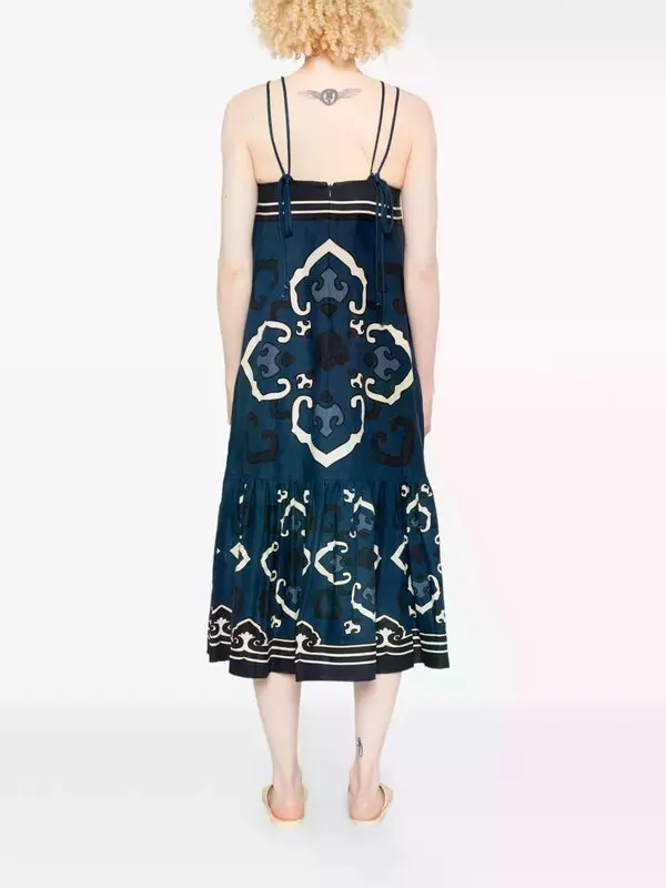 Sea Printed Strap Midi Dress