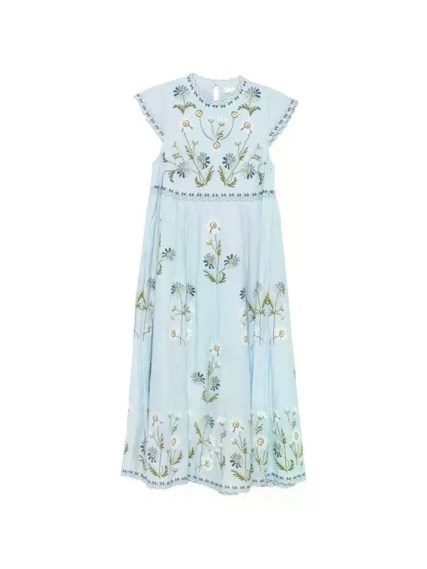 Sea Audra Embroidered Midi Dress - Blue