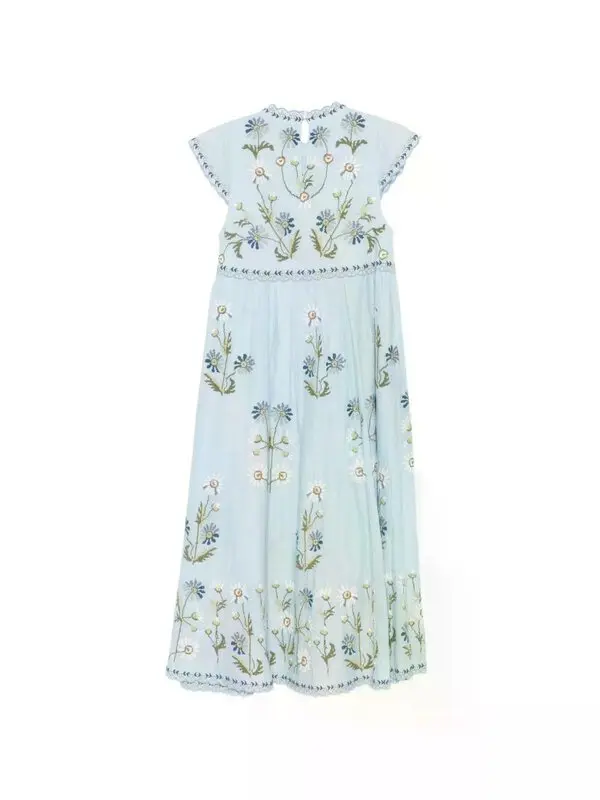 Sea Audra Embroidered Midi Dress - Blue