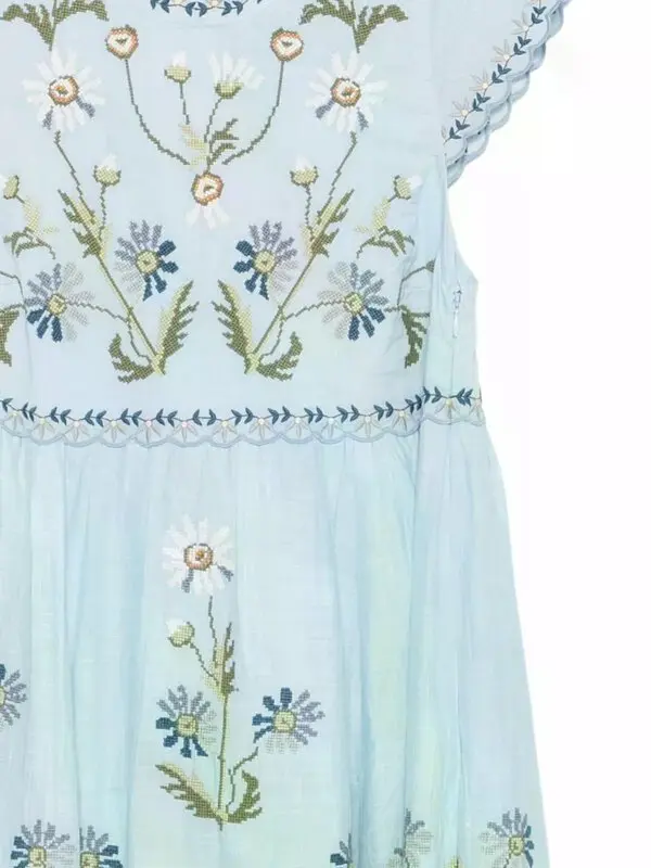 Sea Audra Embroidered Midi Dress - Blue