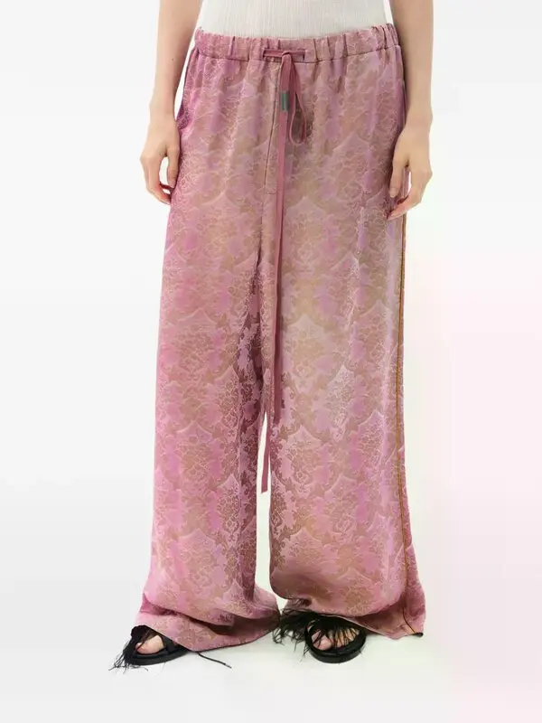 ANN DEMEULEMEESTER Damask-jacquard Trousers - Pink