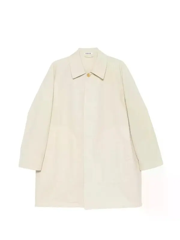 Auralee Collared Organic Cotton Coat - Neutrals