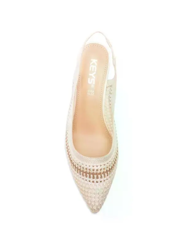 KEYS Woven Point-toe Slingback Pumps - Neutrals
