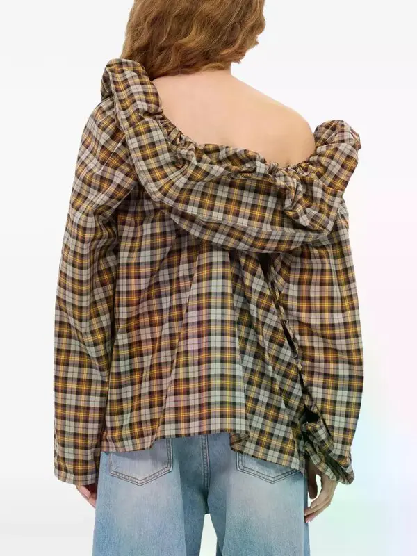 MSGM Ruffled Plaid Blouse