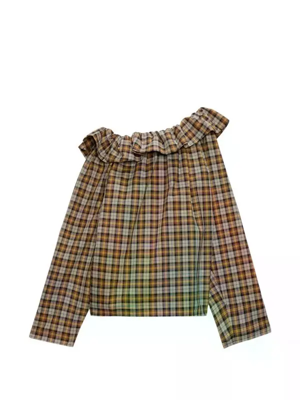 MSGM Ruffled Plaid Blouse
