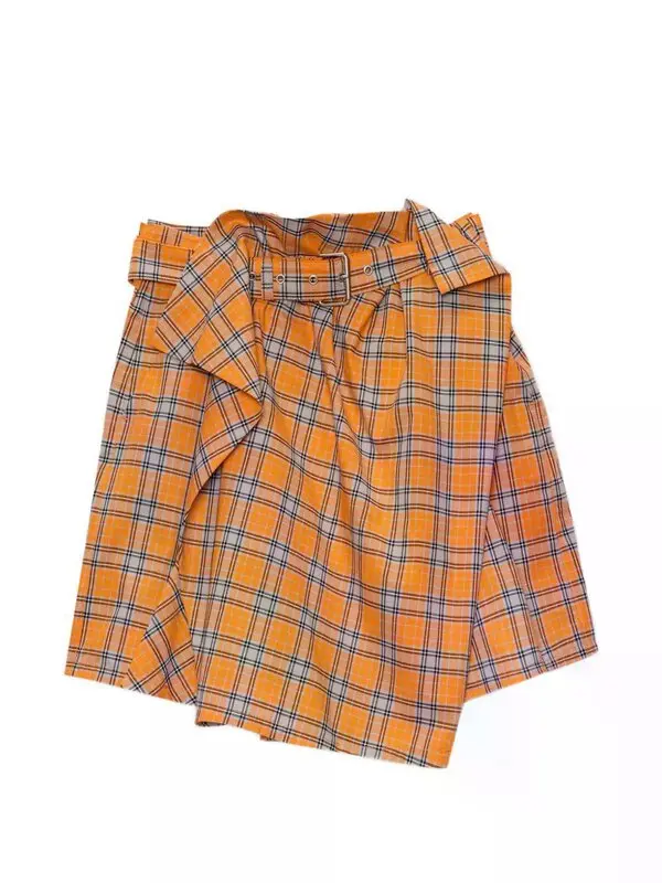 MSGM Checked Asymmetric Mini Skirt - Orange