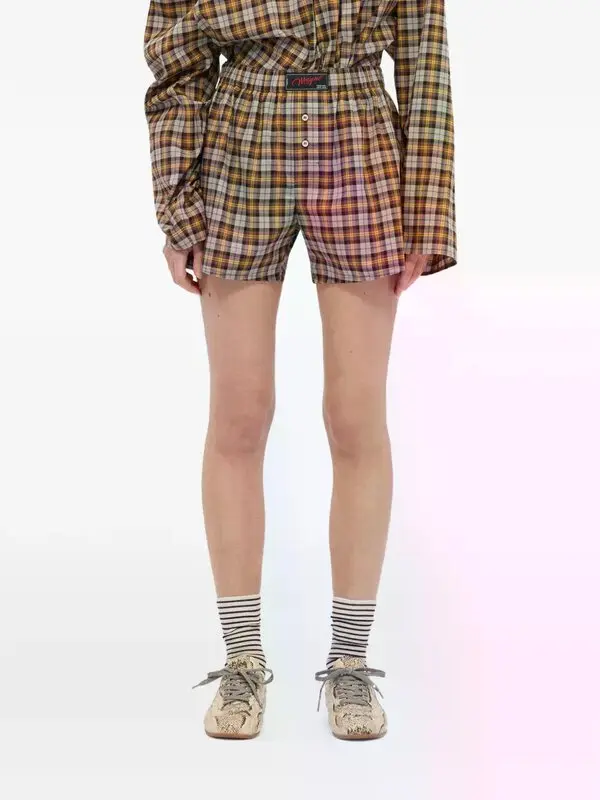MSGM Buttoned Checked Shorts