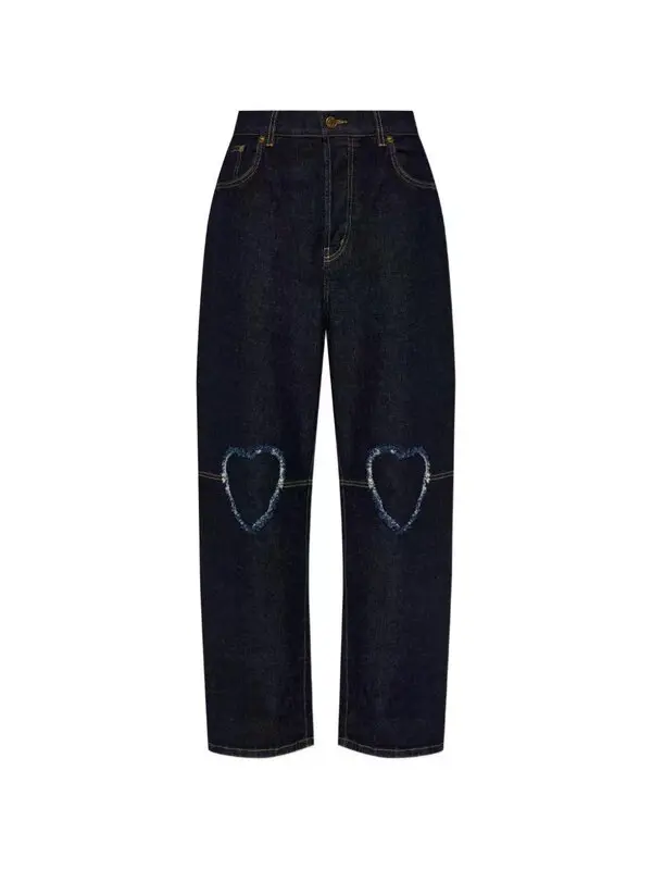 Moschino Heart-cut-out Frayed Jeans - Blue