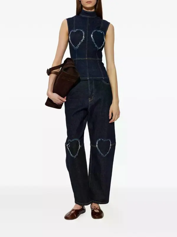 Moschino Heart-cut-out Frayed Jeans