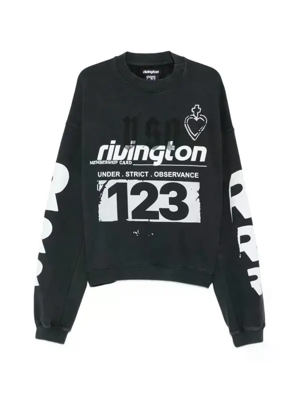 RRR123 Graphic-print Logo-sleeve Sweatshirt - Black