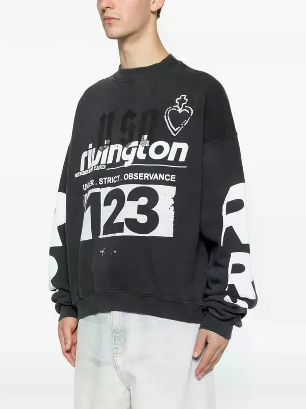 RRR123 Graphic-print Logo-sleeve Sweatshirt - Black