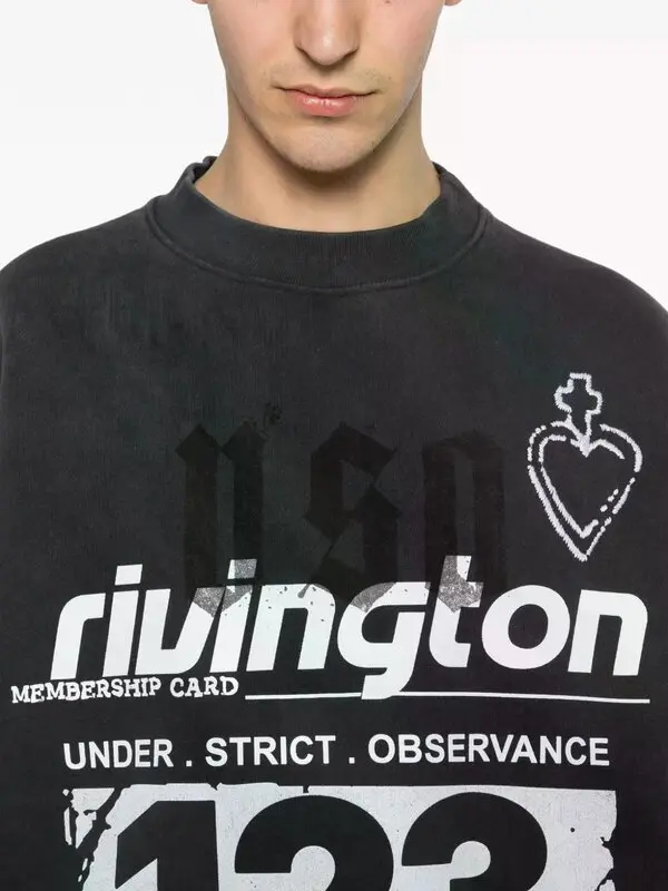 RRR123 Graphic-print Logo-sleeve Sweatshirt - Black