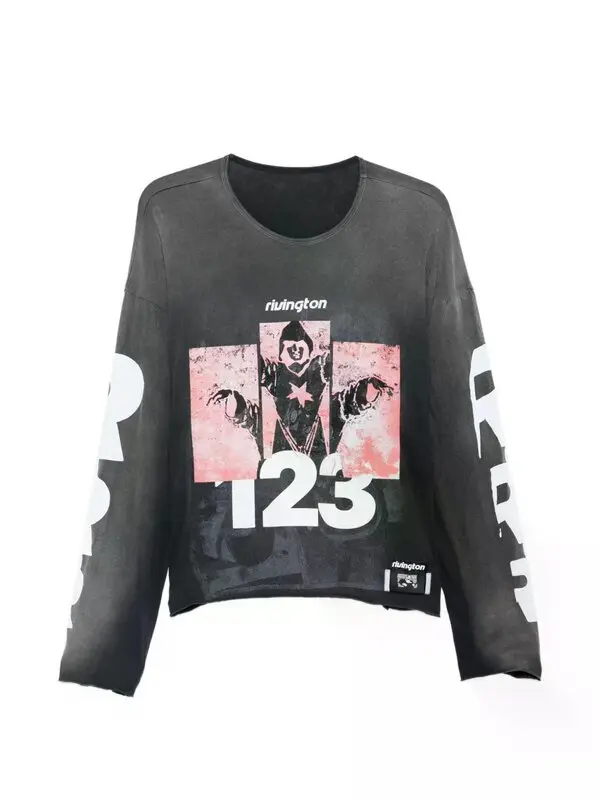 RIVINGTON ROI REBIS Graphic-print Long-sleeve T-shirt - Grey