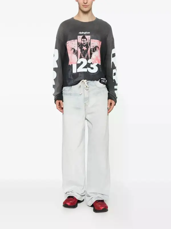 RIVINGTON ROI REBIS Graphic-print Long-sleeve T-shirt - Grey