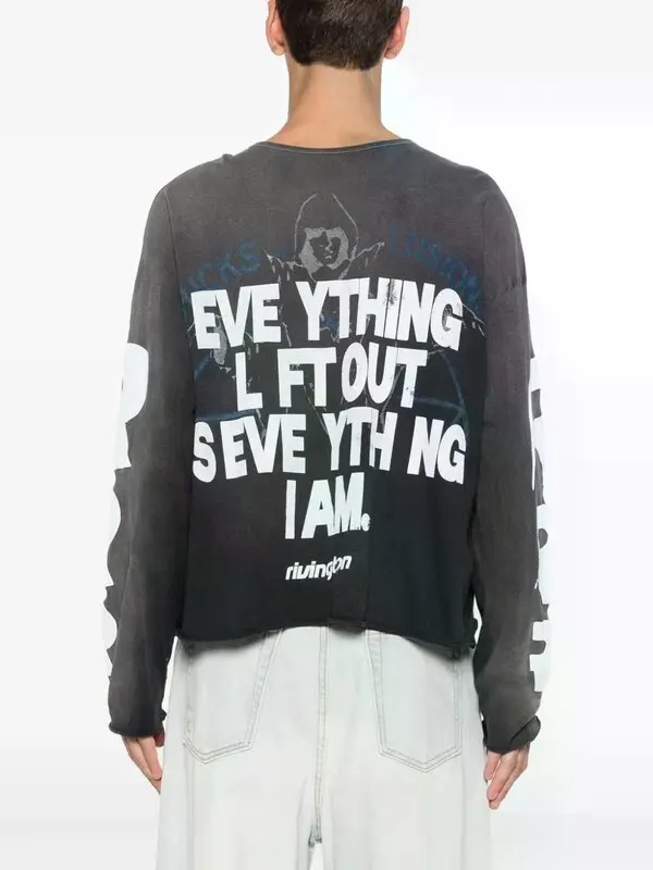 RIVINGTON ROI REBIS Graphic-print Long-sleeve T-shirt - Grey