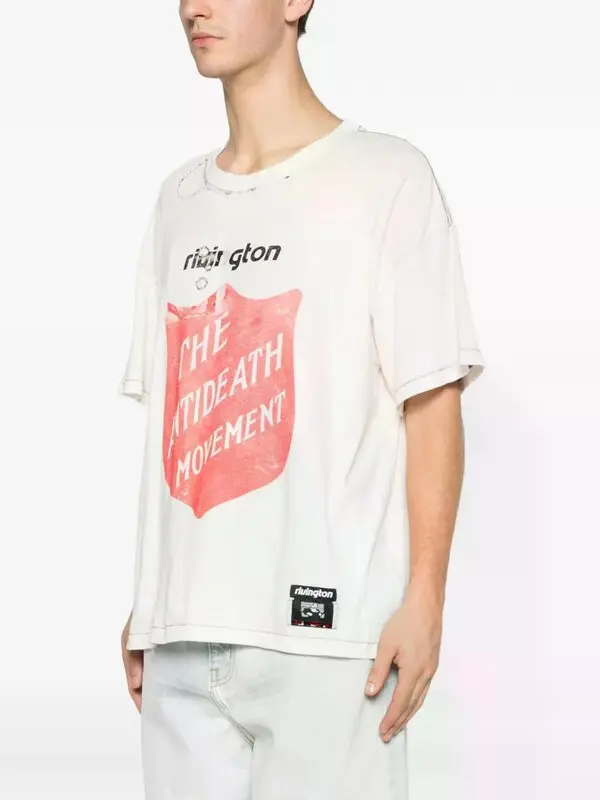 RRR123 Graphic-print Distressed T-shirt - White | Editorialist