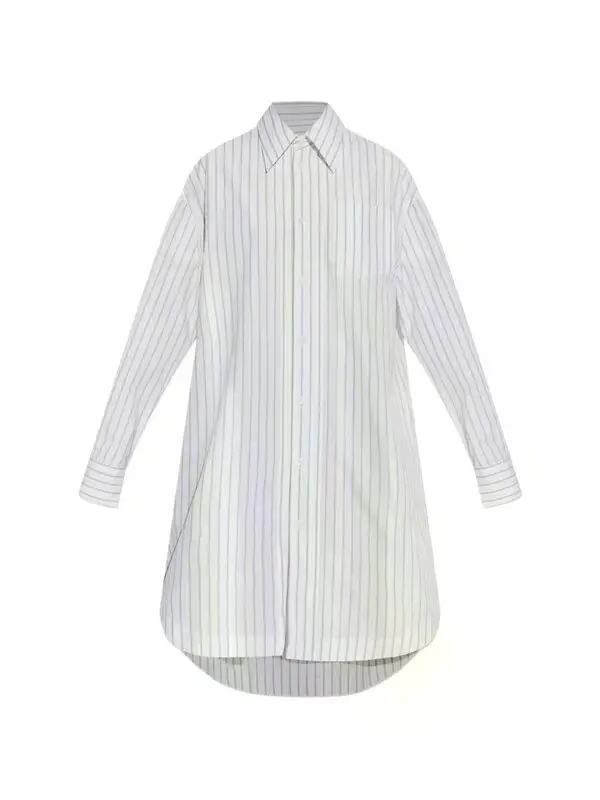 Ami Striped Cotton Shirt Dress - White