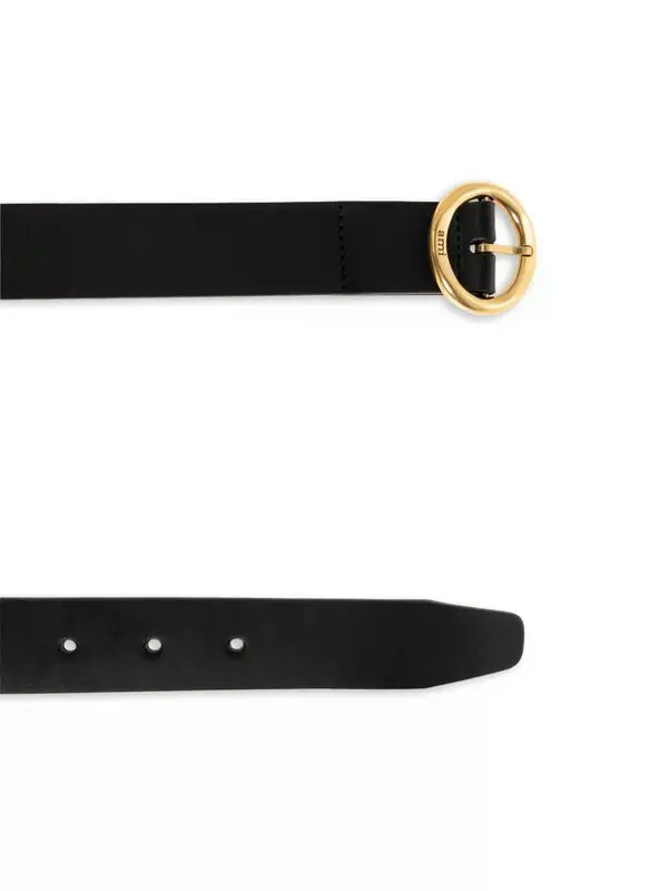 AMI Paris Circular-buckle Leather Belt