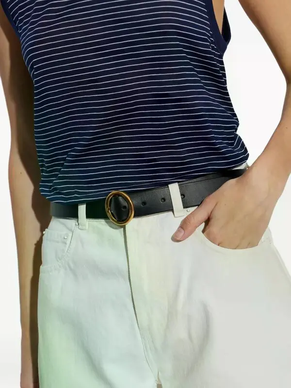 AMI Paris Circular-buckle Leather Belt