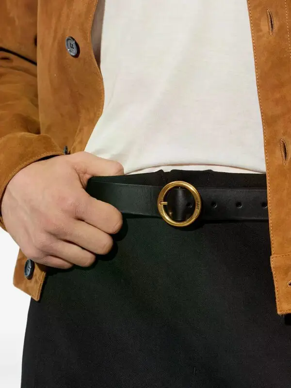 AMI Paris Circular-buckle Leather Belt