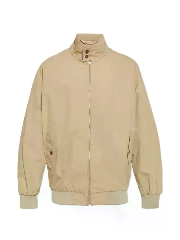 MAISON MARGIELA Embroidered-logo Zip-up Cotton Jacket - Neutrals