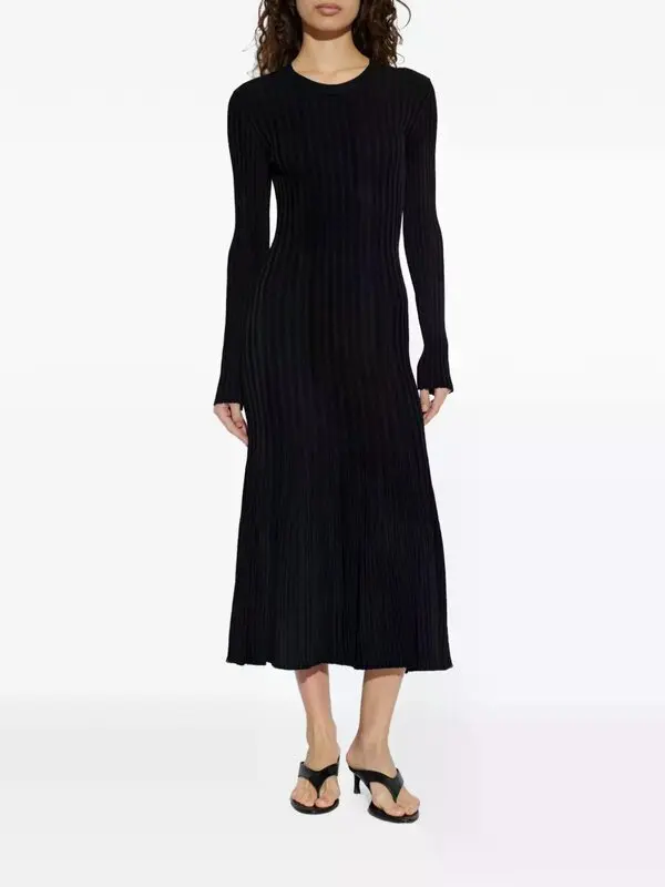Ami Ribbed-knit Midi Dress - Black