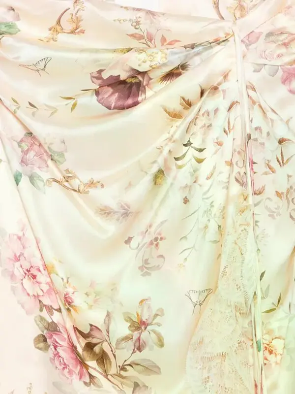 Camilla Lace Trim Floral Print Skirt