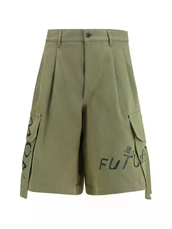 Comme Des Garçons Slogan-print Cargo Shorts - Green