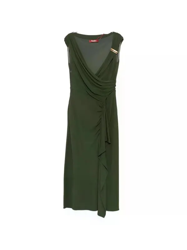 Max Mara Taureo Draped Ruffled Midi Dress - Green