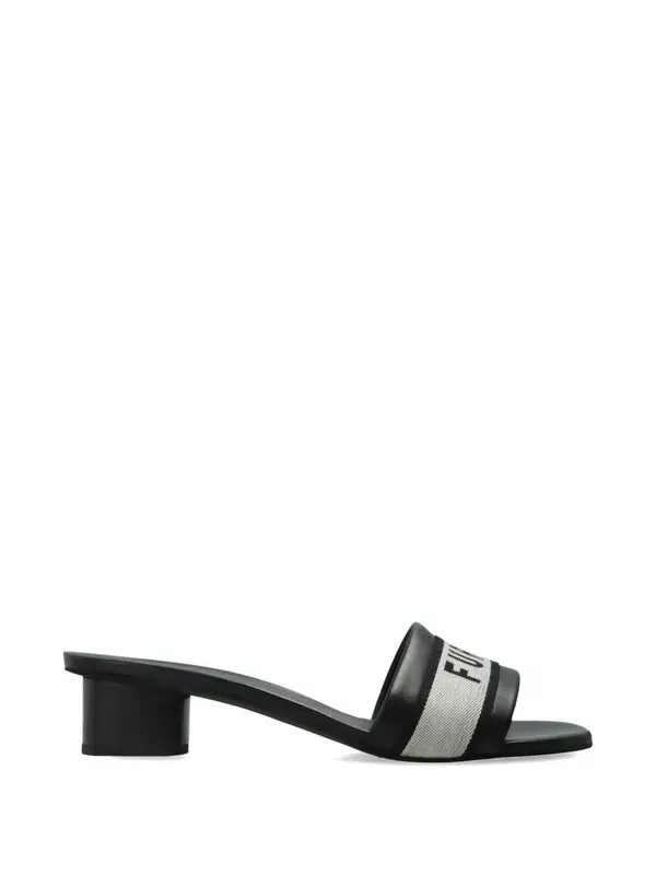 Furla Logo-print Leather Sandals - Black