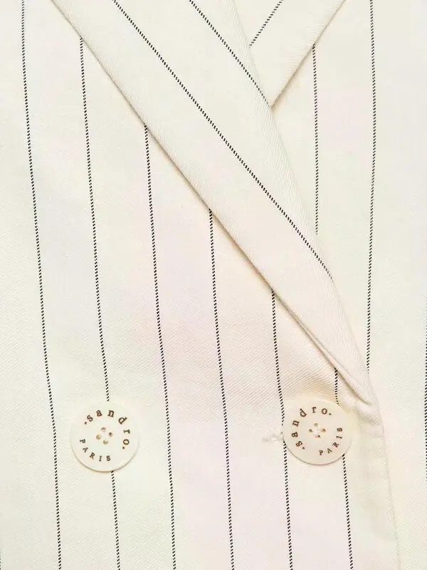Sandro Striped Double-breasted Blazer - Neutrals