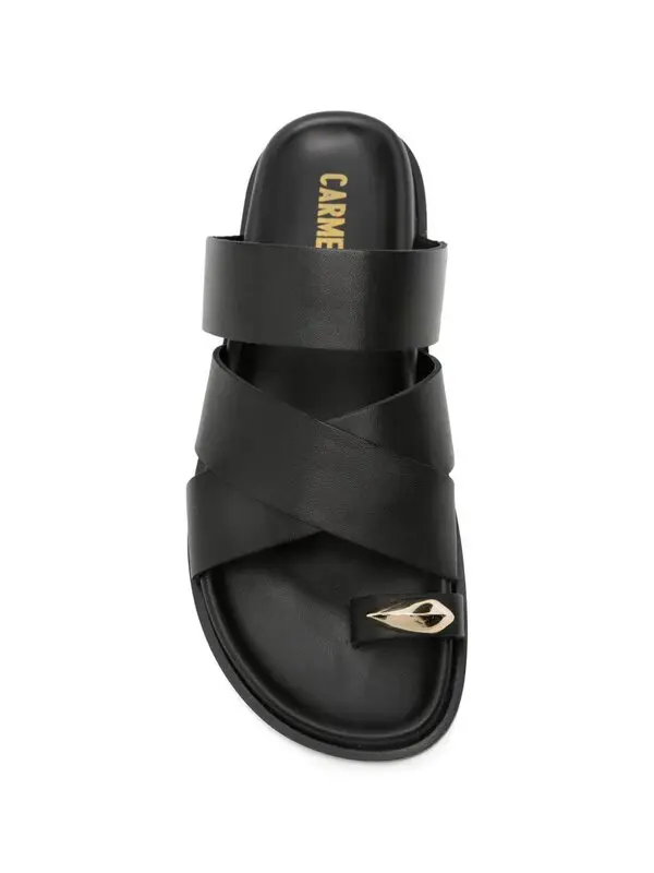 CARMENS Ring-detail Crossover Sandals - Black