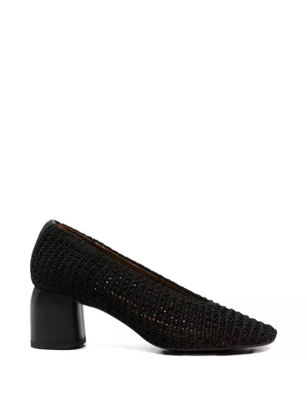 ANGEL ALARCON Round-toe Knitted Pumps With Block Heel - Black