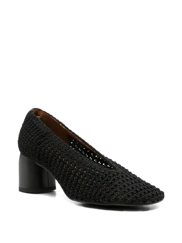 ANGEL ALARCON Round-toe Knitted Pumps With Block Heel - Black