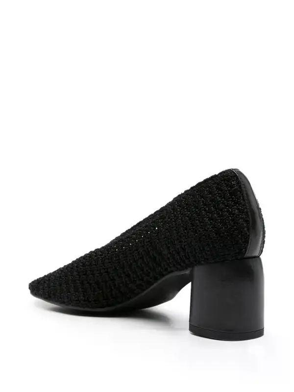 ANGEL ALARCON Round-toe Knitted Pumps With Block Heel - Black