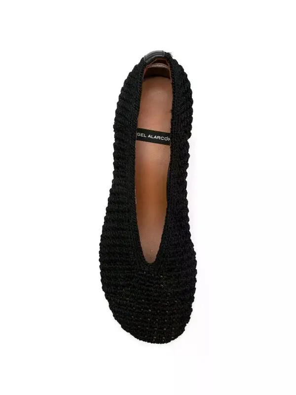 ANGEL ALARCON Round-toe Knitted Pumps With Block Heel - Black