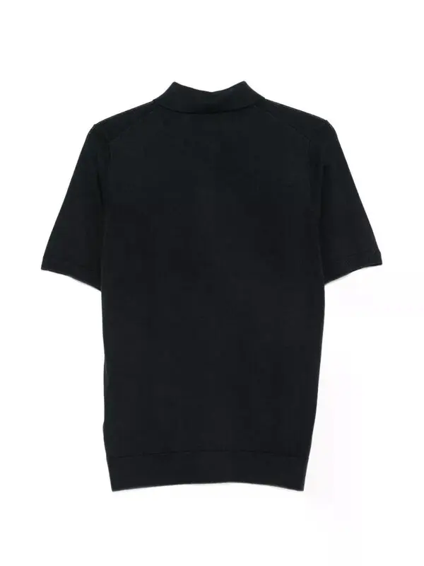 Alpha Studio Buttoned Knit Polo Shirt - Blue