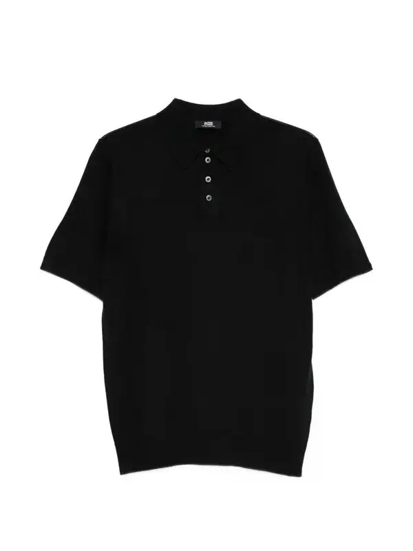 Alpha Studio Buttoned Short-sleeve Polo Shirt - Black