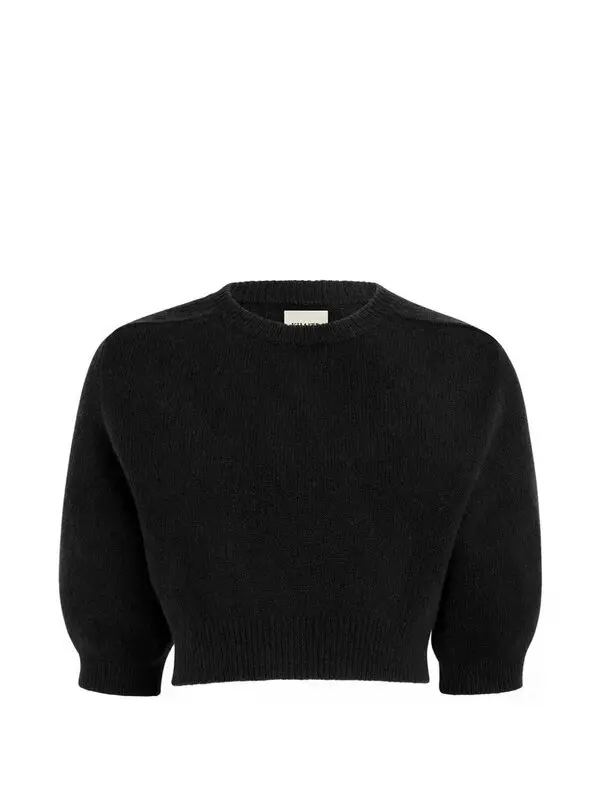 Khaite Lorelai Cropped Merino Wool-cashmere Sweater - Black