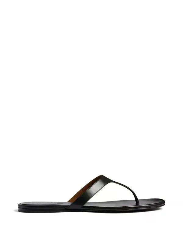 Khaite Round Toe Flat Sandals - Black