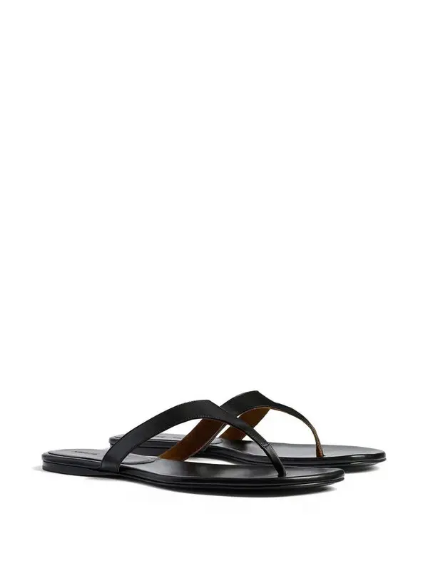 Khaite Round Toe Flat Sandals - Black