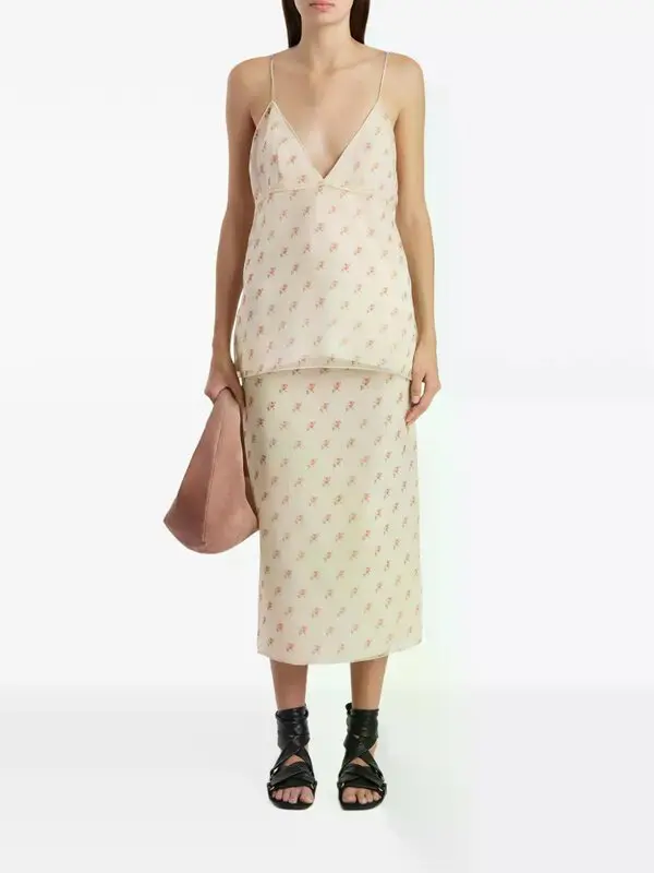 Khaite Patterned Silk Top - Pink