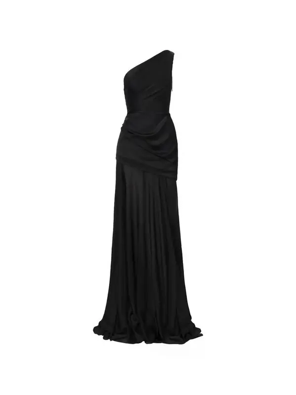 IL VOLO Aeris One-shoulder Draped Dress - Black