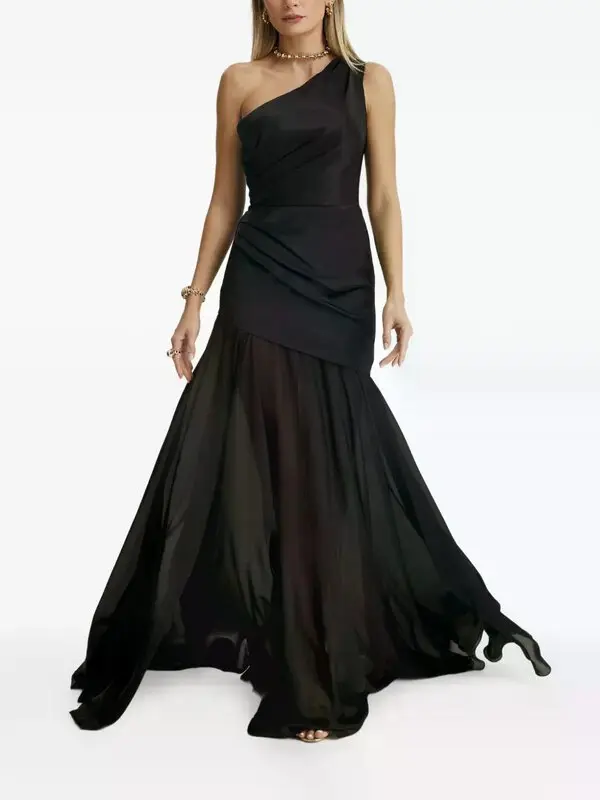 IL VOLO Aeris One-shoulder Draped Dress - Black