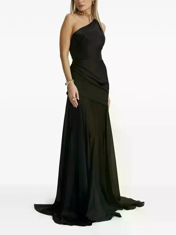 IL VOLO Aeris One-shoulder Draped Dress - Black
