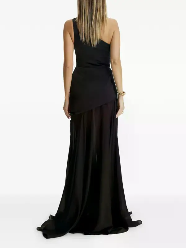 IL VOLO Aeris One-shoulder Draped Dress - Black