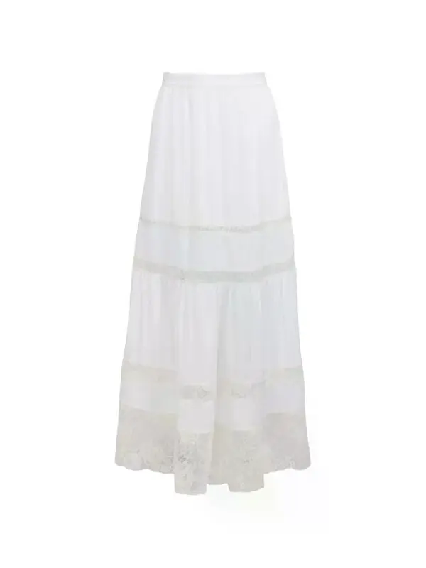 FLEUR DU MAL Lace Insert Maxi Skirt - White