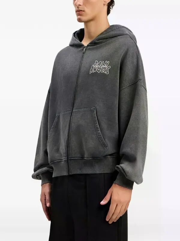 Palm Angels Graphic Zipped Hoody - Grey