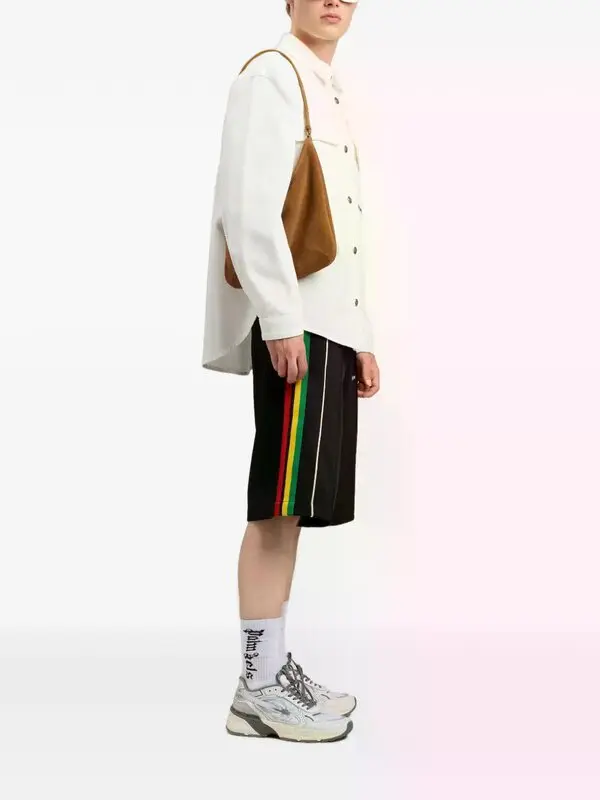 Palm Angels Striped Logo Shorts - Black