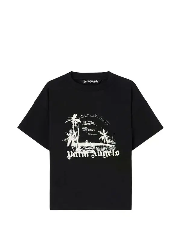 Palm Angels Graphic Print Ribbed T-shirt - Black